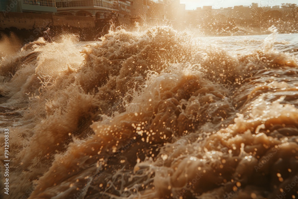 Tsunami wave flooding city natural disaster horror japan indonesia ...