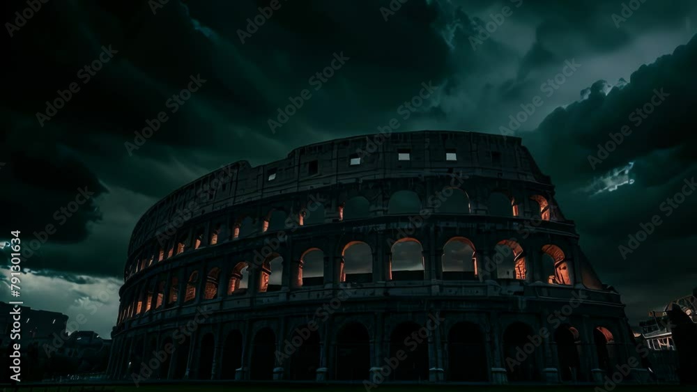 Vidéo Stock Video animation of iconic Colosseum in Rome under a ...