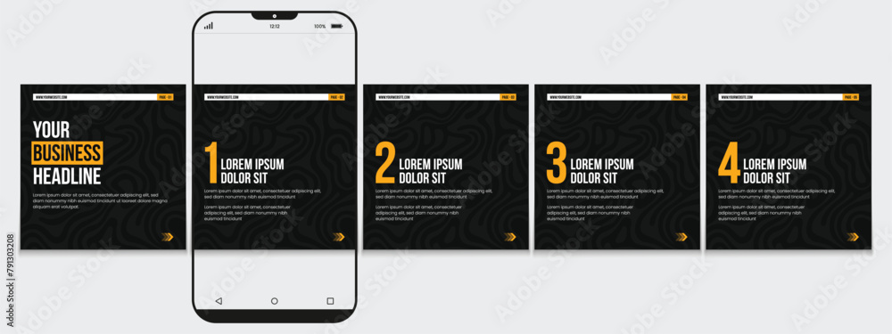 Set of LinkedIn carousel post, social media Instagram carousel post ...