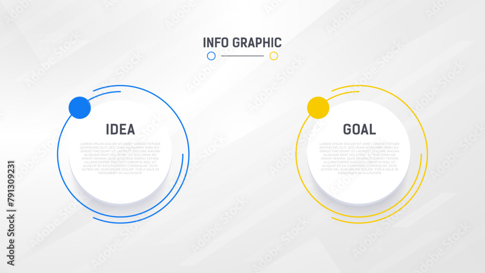 Two Step Infographic label design Vector template with line icons ...