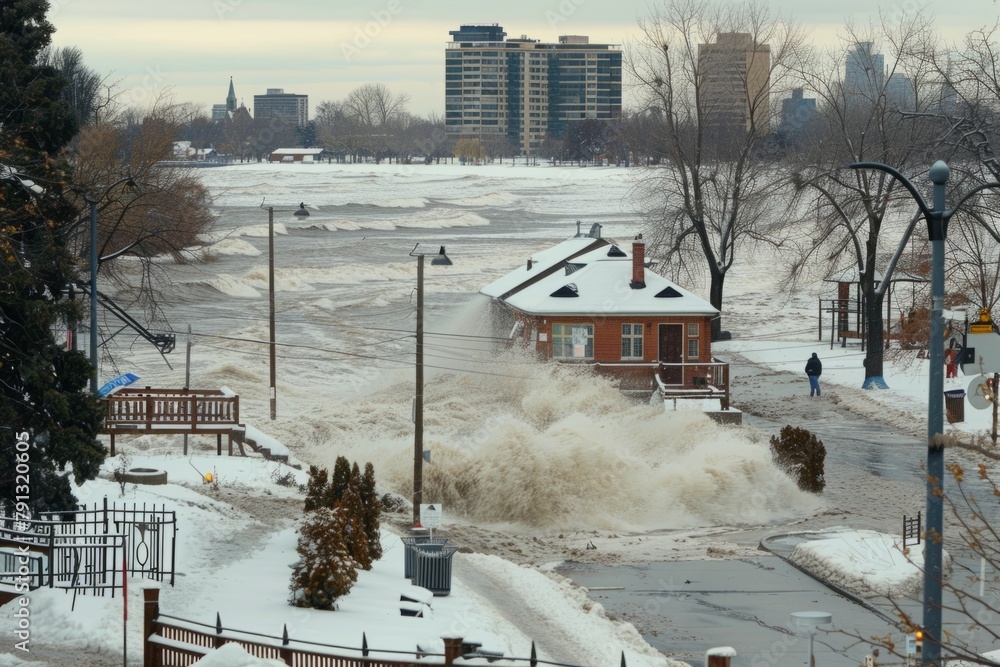 Tsunami wave flooding city natural disaster horror japan indonesia ...
