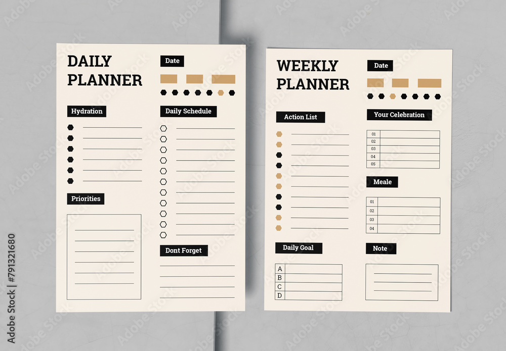 Daily and Weekly Planner Template Stock Template | Adobe Stock