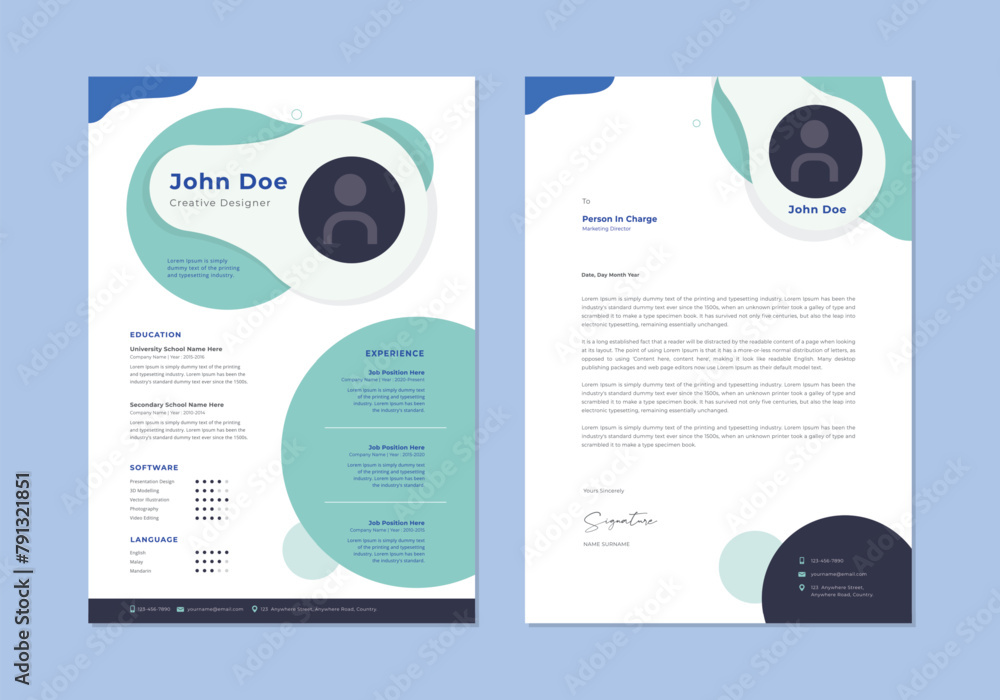 Abstract style cv templates. Professional and modern resume, cover ...