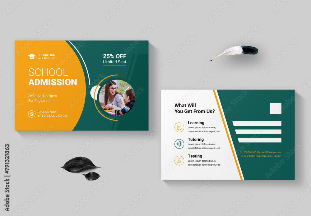 Education Post Card Layout Design Stock Template | Adobe Stock