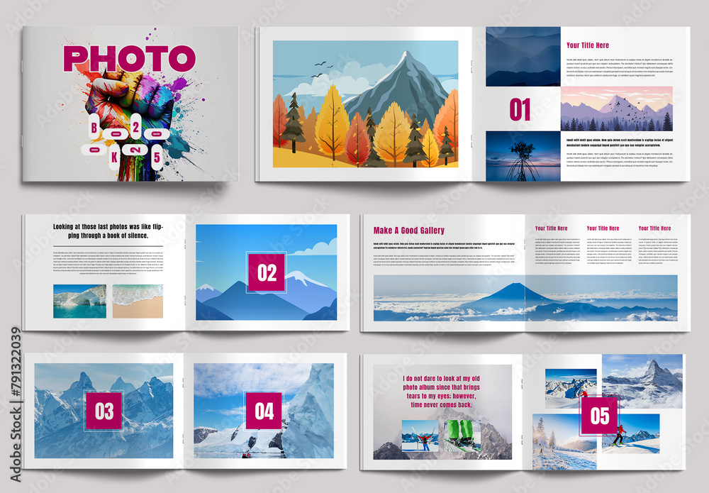 Photo Book Magazine Template Landscape Stock Template | Adobe Stock