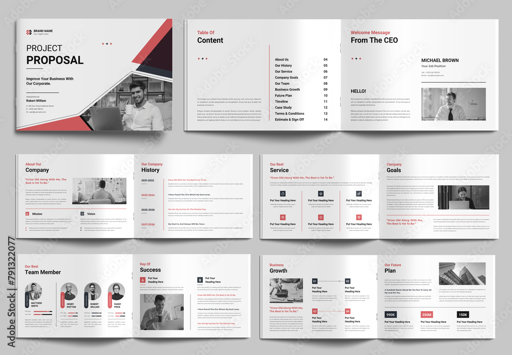 Project Proposal Layout Design Landscape Stock Template | Adobe Stock