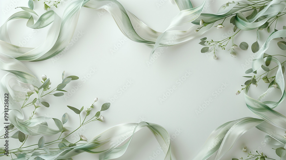 Wispy Green Ribbon on White Background Stock Illustration | Adobe Stock