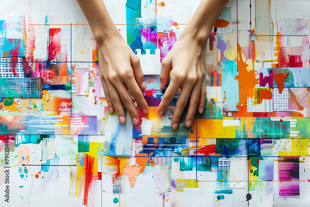 Goals, objectives, and plans concept with human hands manipulating ...