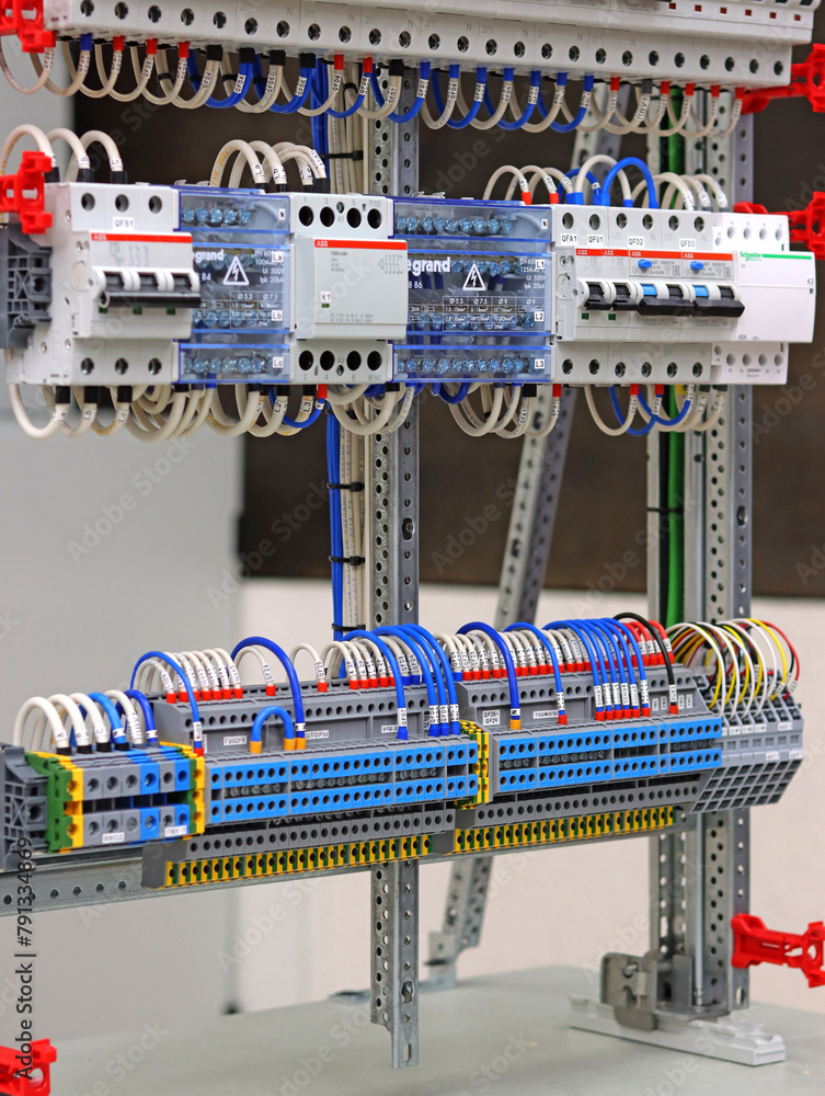 Foto de An electric switchboard with modules for protection and control ...