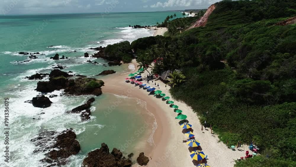 Aerial view of Tambaba Beach, first nudist beach in Brazil - Conde ...