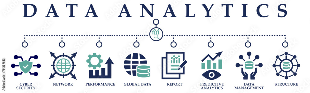 Data analytics banner web solid icons. Vector illustration concept ...