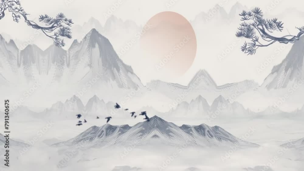 China's traditional Oriental Digital Art Animation, Chinese painting ...