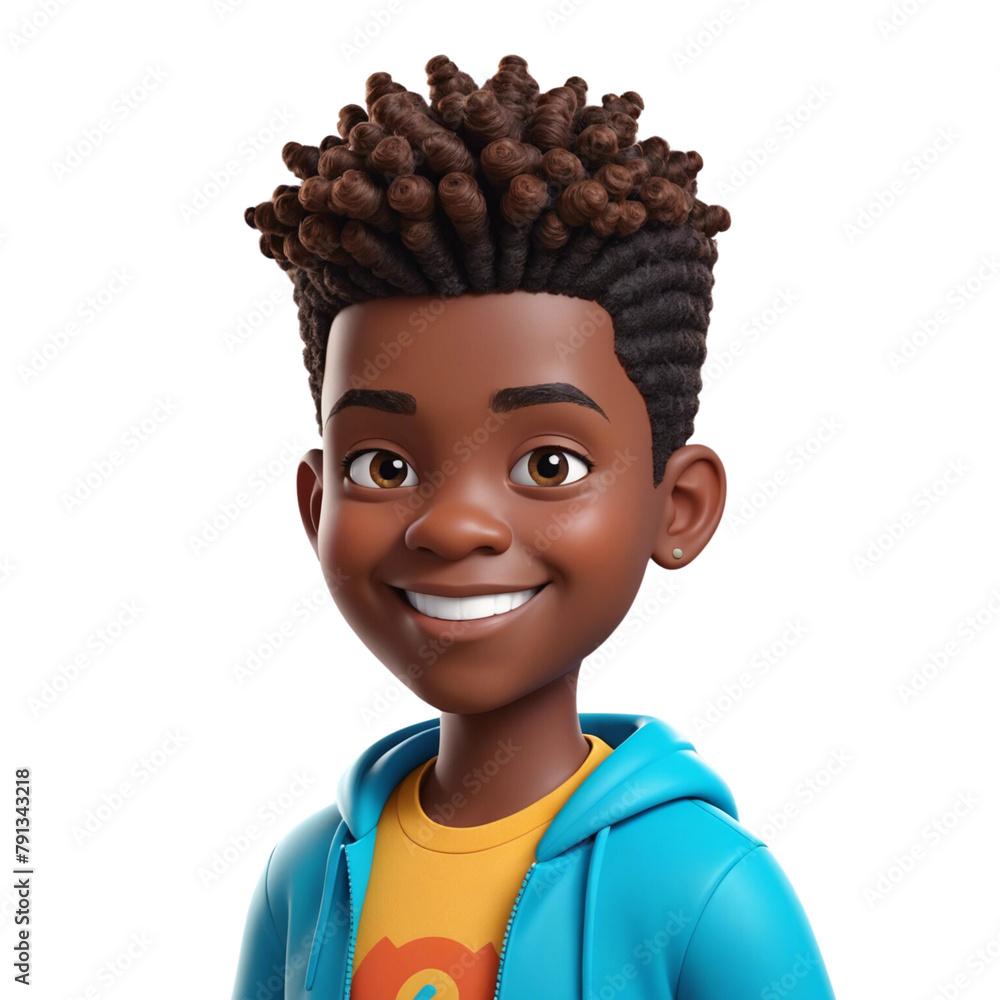 3d cartoon of a African people avatar on Isolated transparent ...