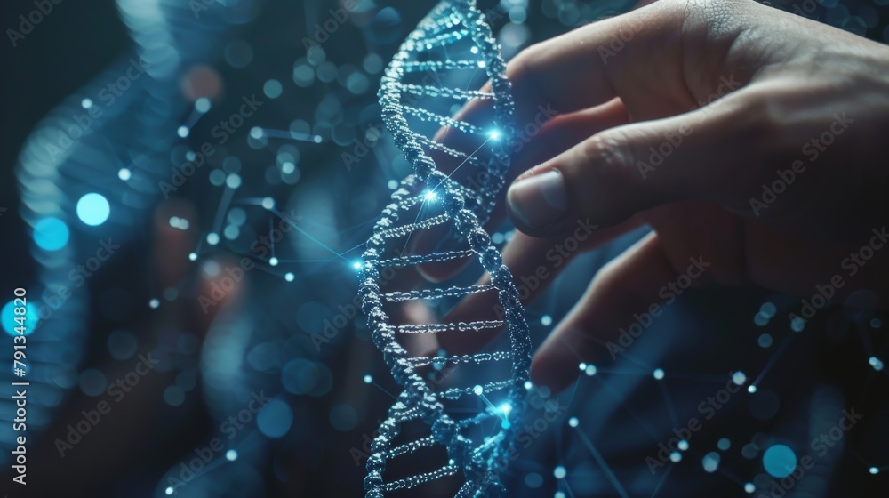 Medical Breakthrough: Doctor Interacting with a 3D DNA Structure ...