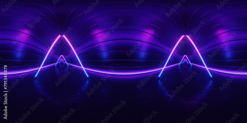 HDRI. Glowing neon lines. Full spherical panorama 360 degrees ...