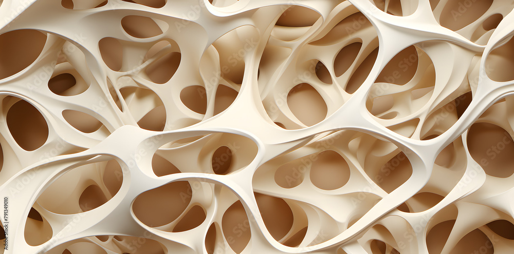 Bone tissue human skeleton under microscope, cells structure, medical ...