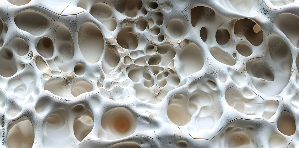 Bone tissue human skeleton under microscope, cells structure, medical ...