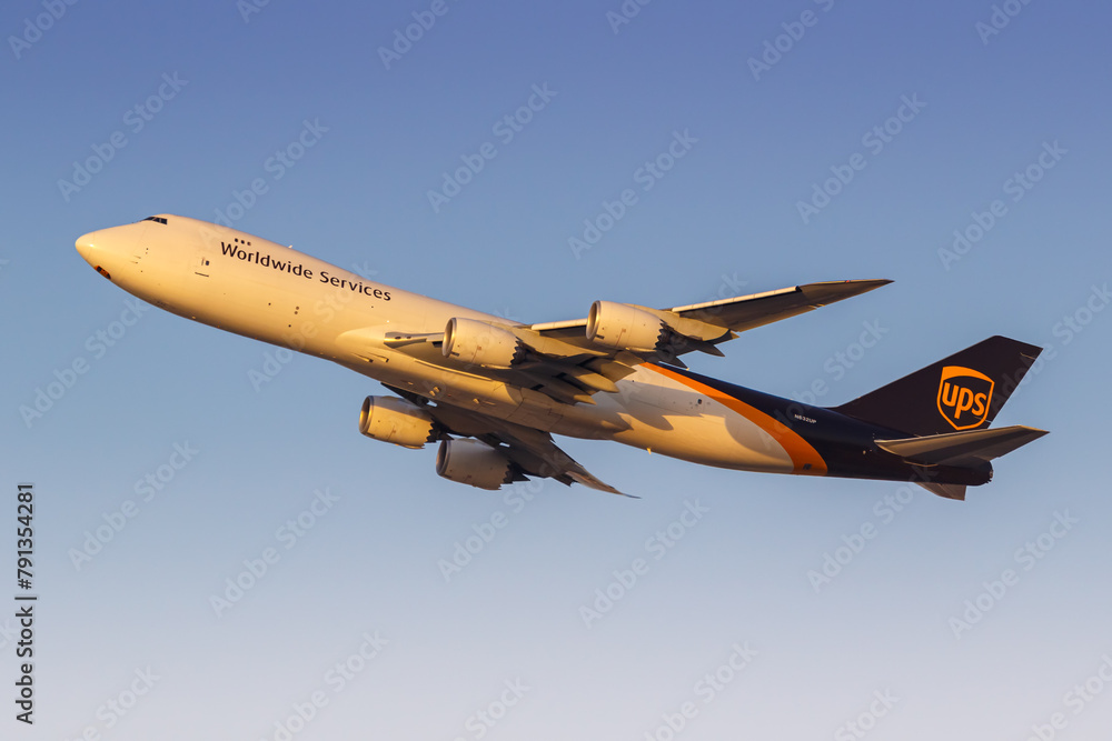 UPS United Parcel Service Boeing 747-8F airplane at Dubai Airport in ...
