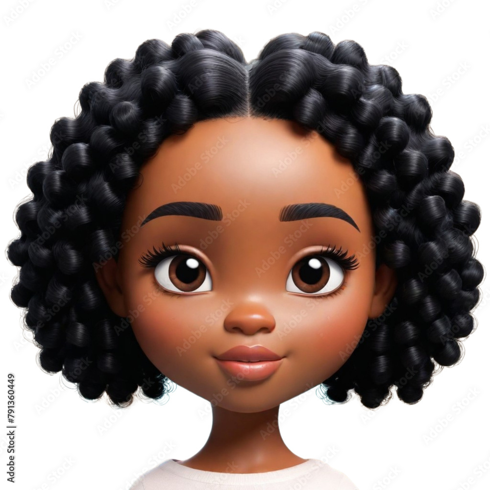 3d cartoon of a African people avatar on Isolated transparent ...