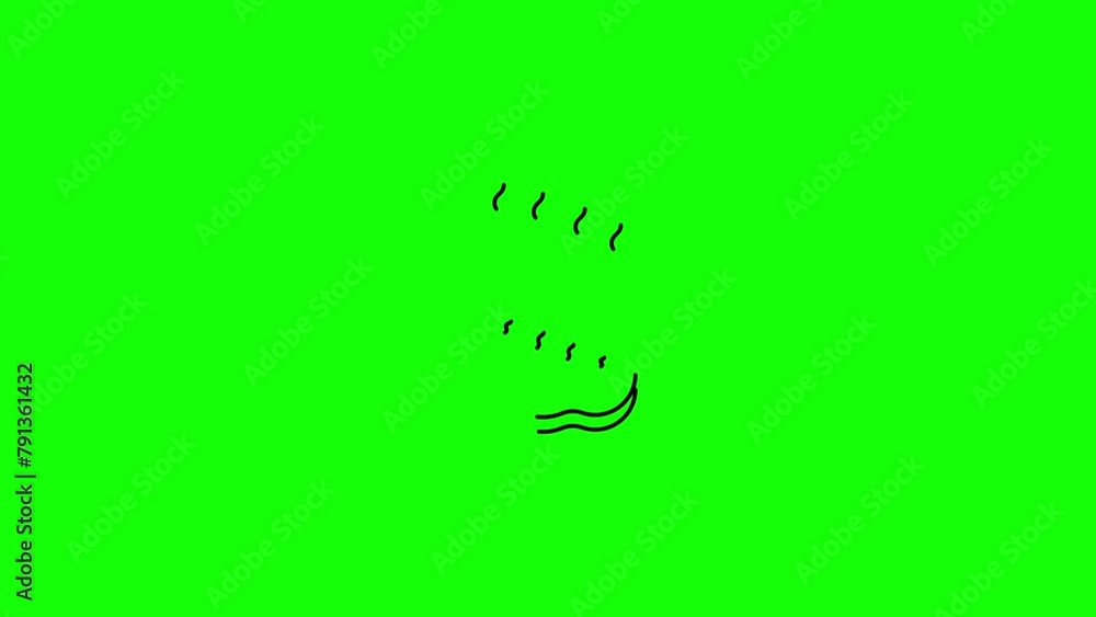 Beef Steak food line drawing animation illustration Greenscreen ...