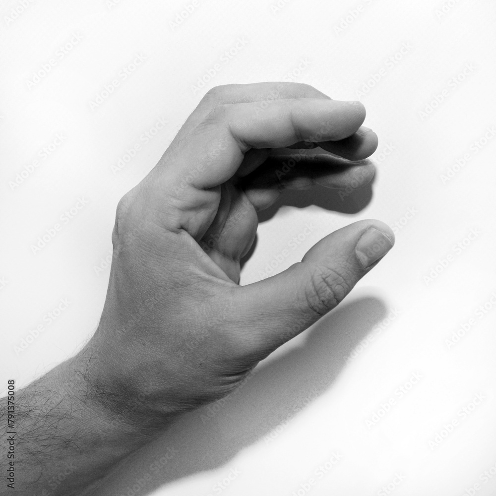 Letter C in American Sign Language (ASL) for deaf people, black and ...