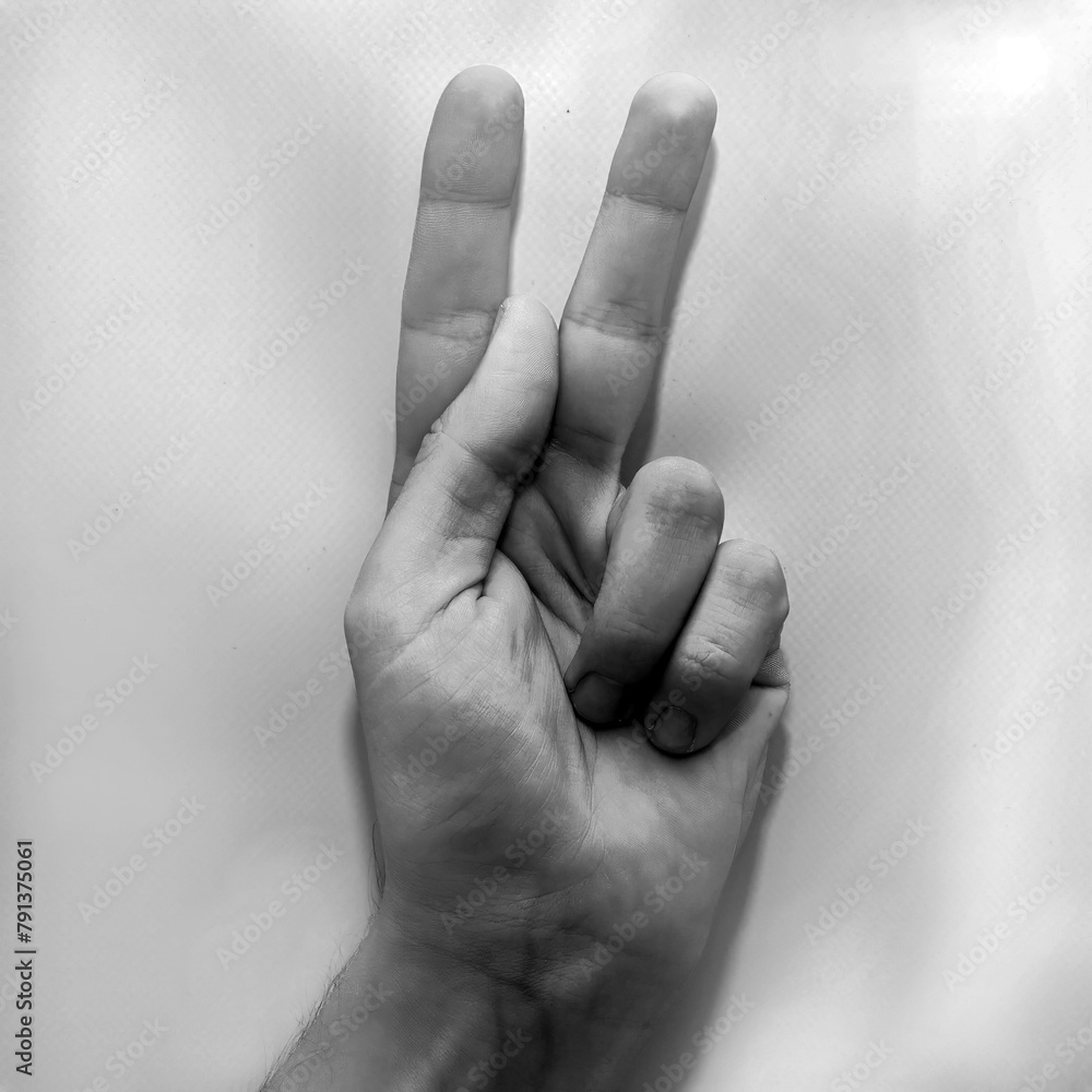 Foto de Letter K in American Sign Language (ASL) for deaf people, black ...