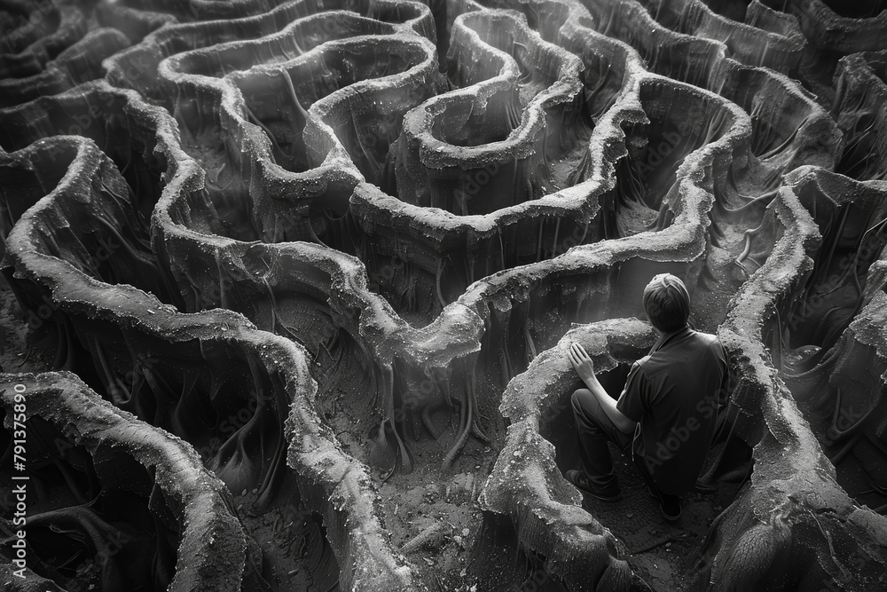 Confused minds lost in a labyrinth of thoughts, grappling with the ...