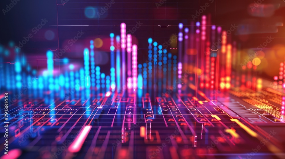 Business bar graph with backdrop indicators and lines that are colorful ...