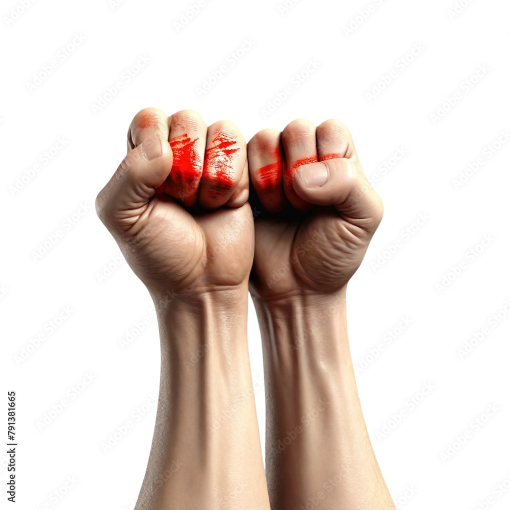 Clinched fist raised up on Isolated transparent background png ...