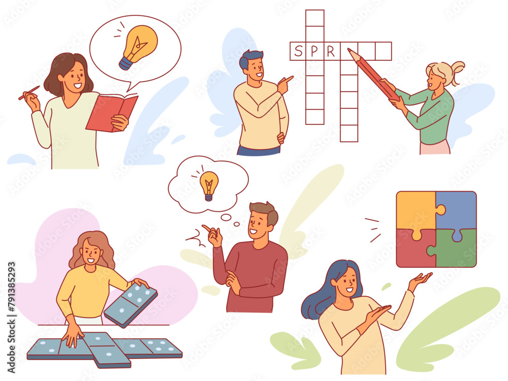 Quiet home hobbies. Thoughtful people solve crosswords, dominoes and ...