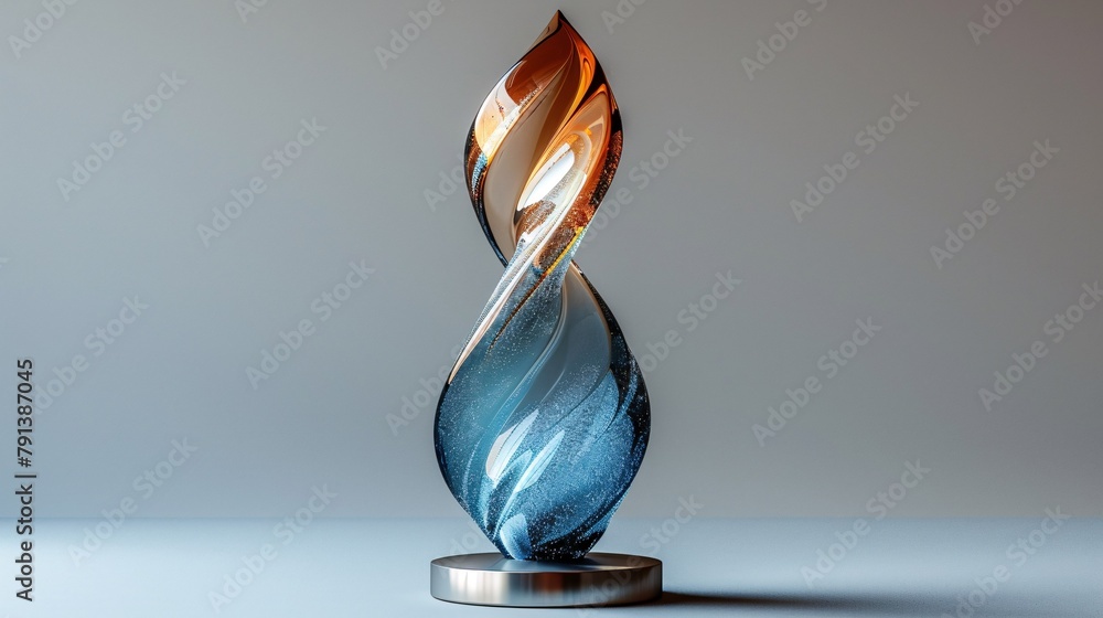 Rendered 3D mockup of a clear acrylic award design in the shape of an ...