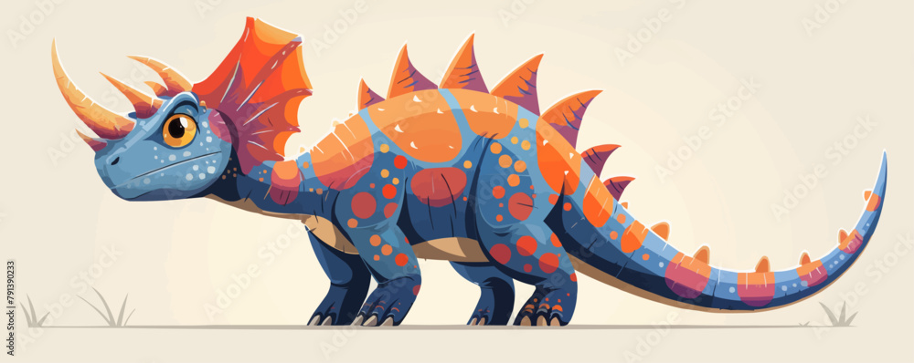 Vetor de Cartoon Styracosaurus dinosaur. vector simple do Stock | Adobe ...
