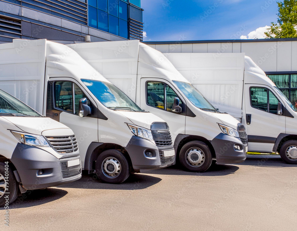 van transportation delivery fleet of cargo trucks courier service truck ...