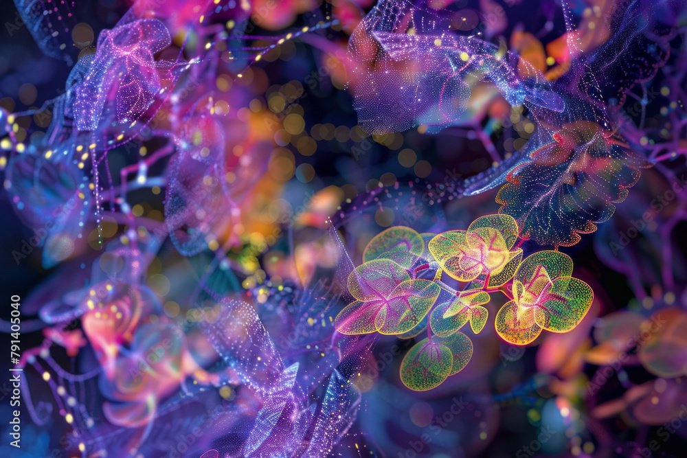 A vibrant ecosystem where organisms and digital entities coexist in ...