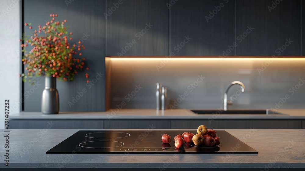 Modern kitchen interior design with granite countertop Digital ...