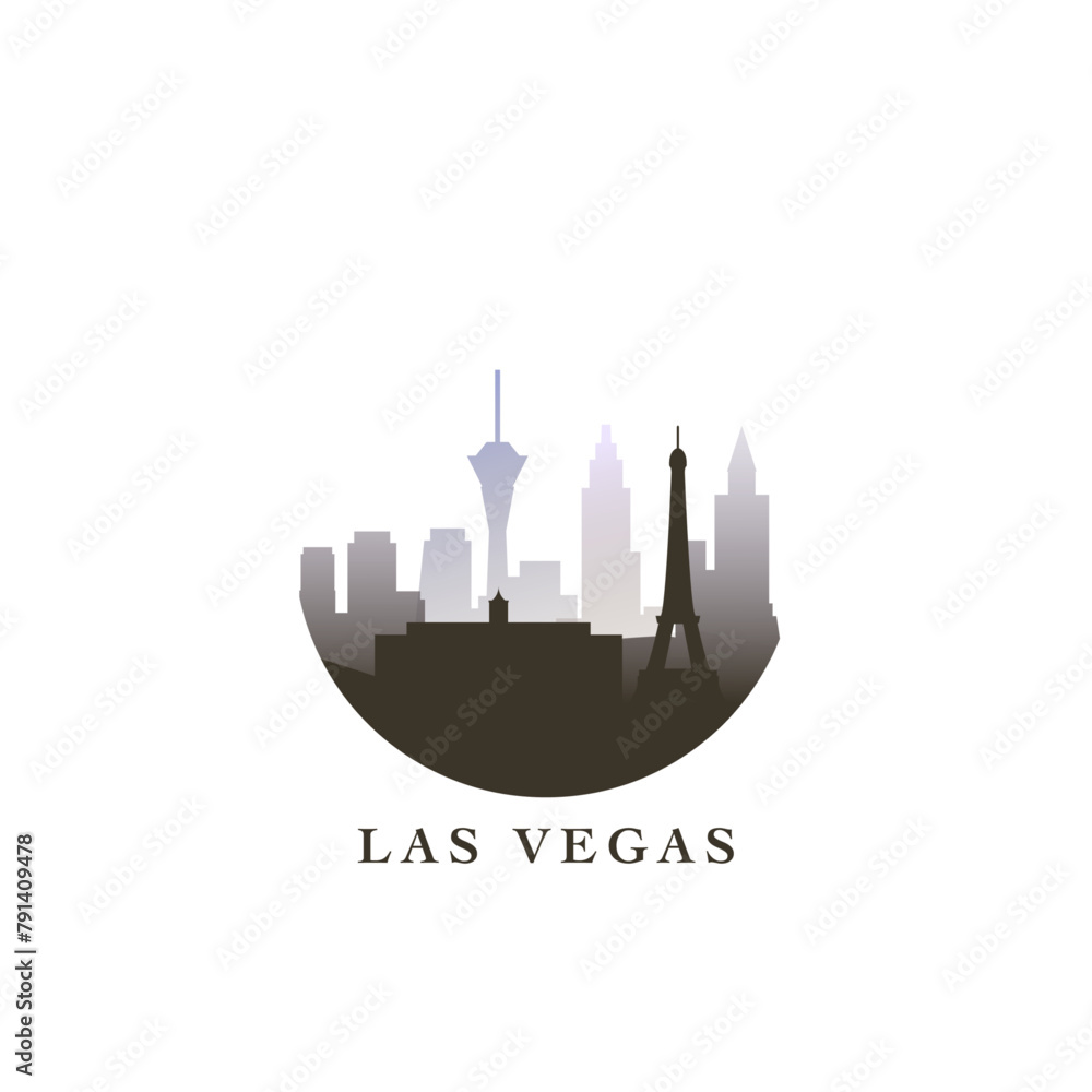 Las Vegas cityscape, vector gradient badge, flat skyline logo, icon ...