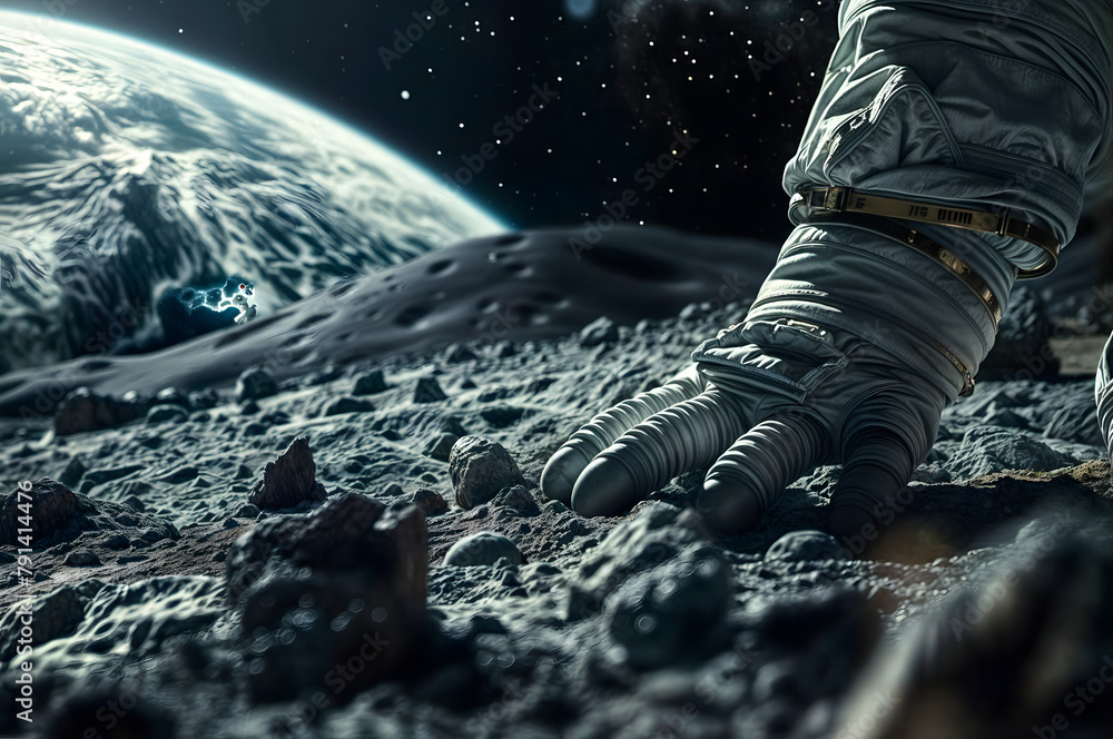 close-up of an alien and a human, their hands united in partnership ...