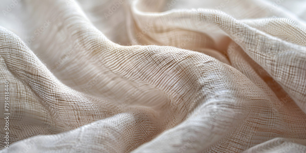 Patterns & Textures Soft Natural Organic close-up of beige linen fabric ...