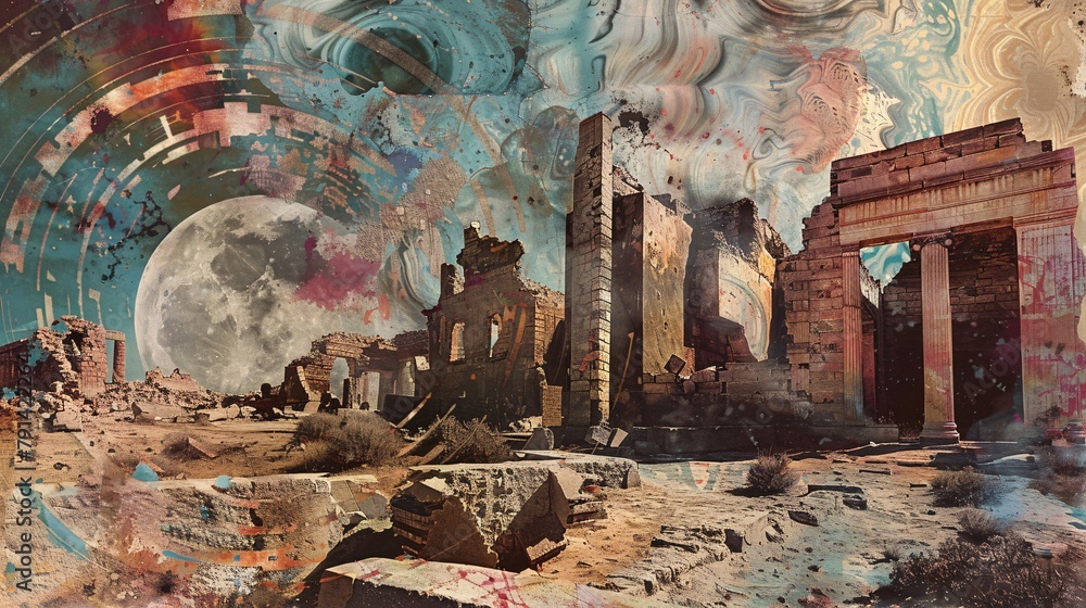 vintage collage style, adversarial pattern textures, winston smith ...