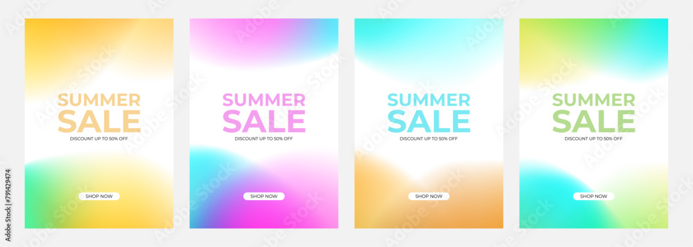 Summer Sale Set. Summertime season commercial backgrounds with bright ...