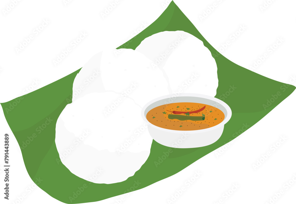 Indian food Idili vector art, South Indian food Idli illustration ...