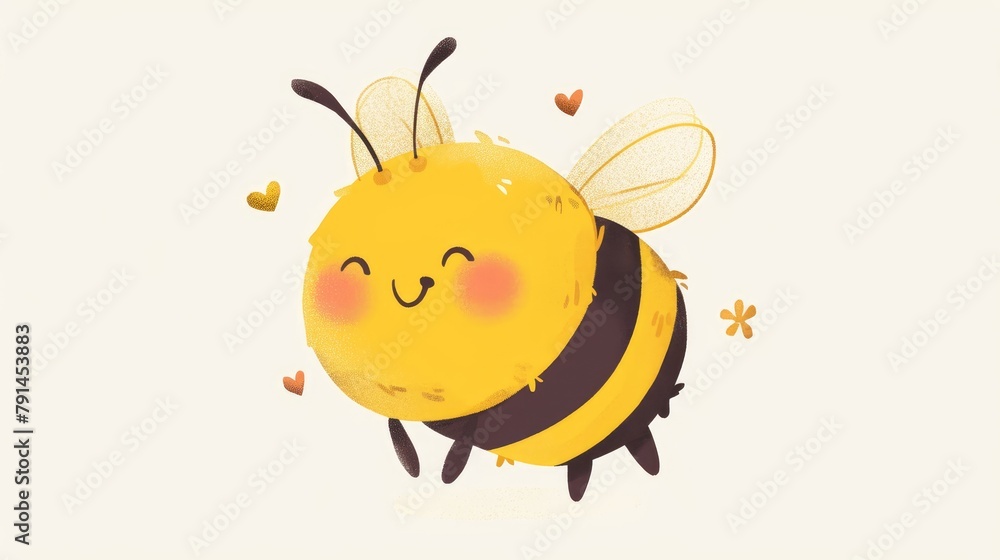 2d design featuring a charming hand drawn cartoon of a honey bee Stock ...