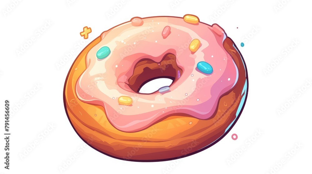 2d graphics of a line icon representing a delectable donut adorned with ...