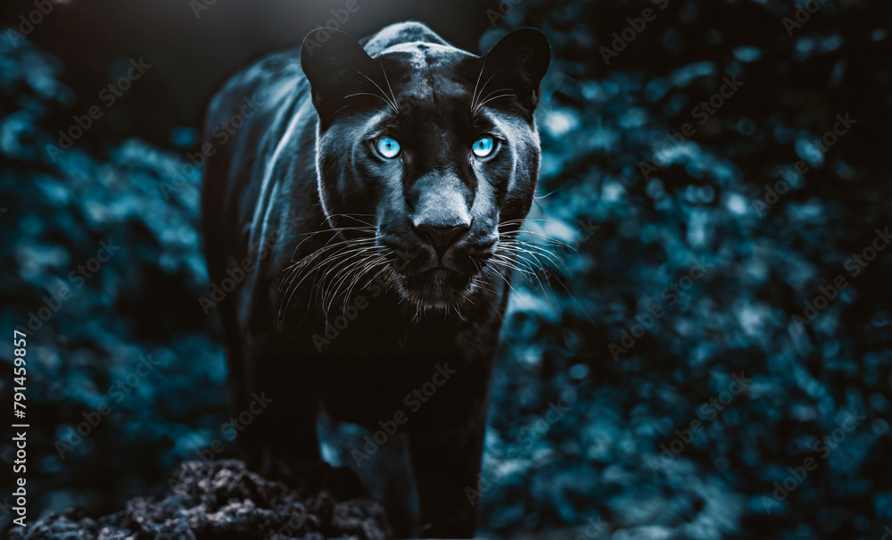 Wild Black Panther Dangerous Hunter Eyes Predator Animal in the Jungle ...