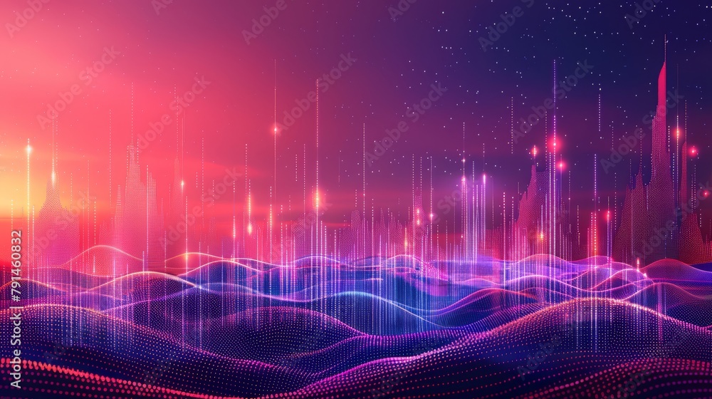 Futuristic cityscape with digital network overlay. A stunning visual ...