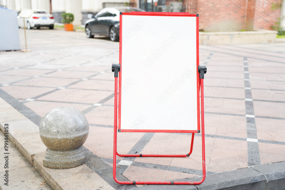 Blank white outdoor advertising stand or sandwich board mock up ...