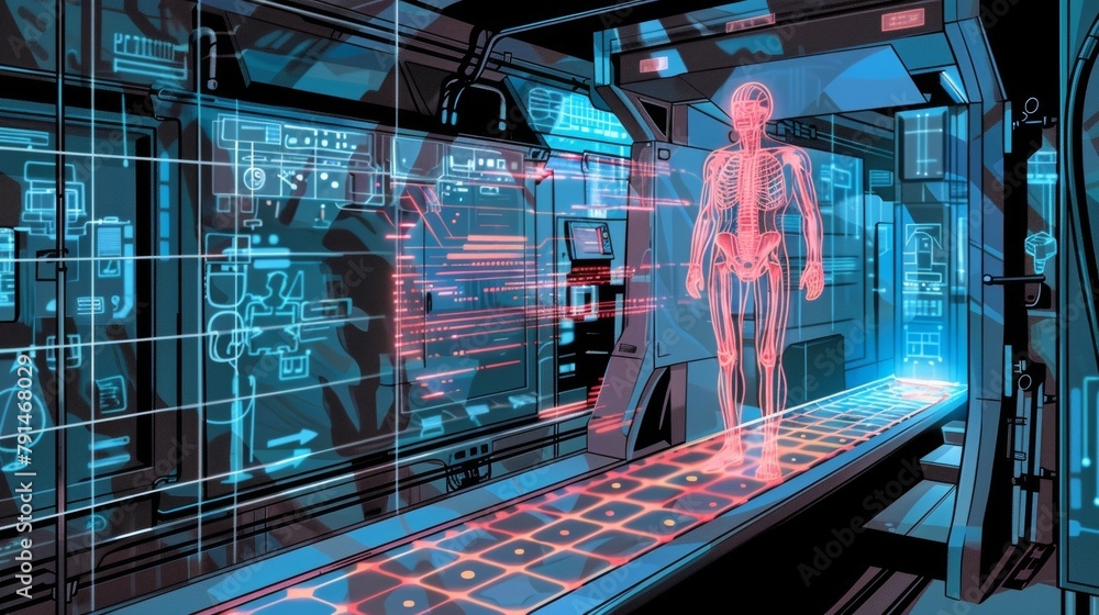 An illustration of a millimeter wave scanner detecting hidden ...