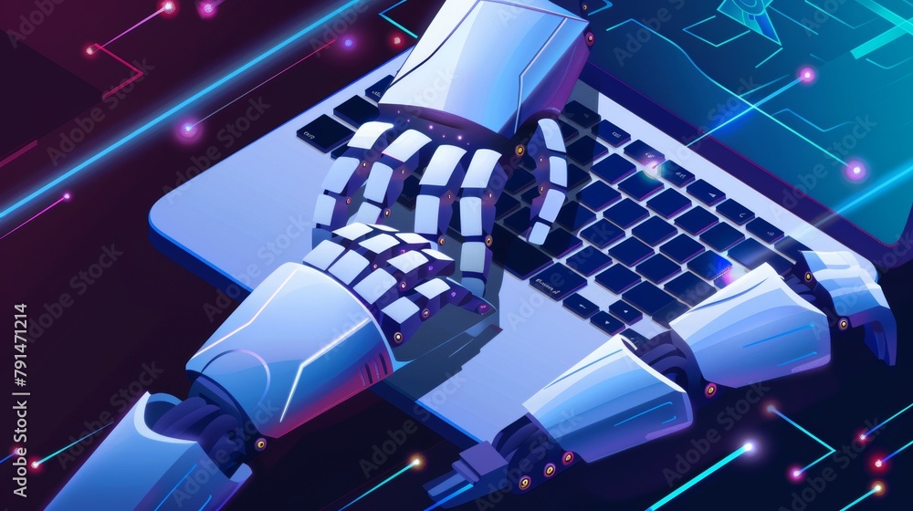 An artificial intelligence chatbot types a message in a support chat. A ...