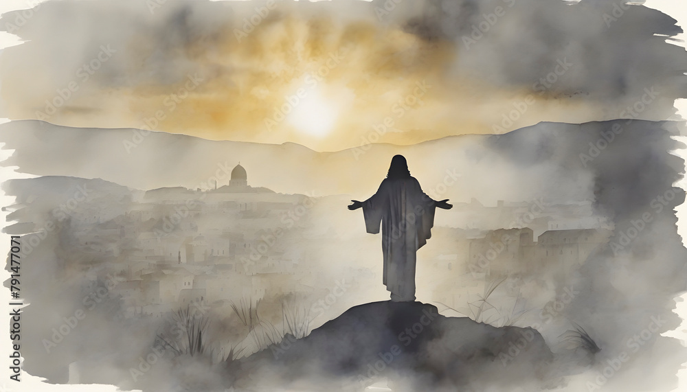 Watercolor painting of The Last Days of Christ's Life at Jerusalem ...