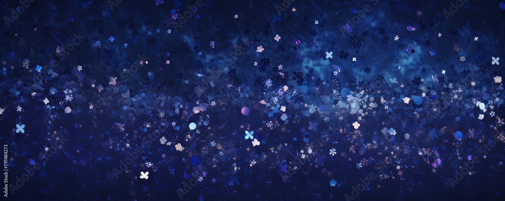Indigo glitter texture background with dark shadows, glowing stars, and ...